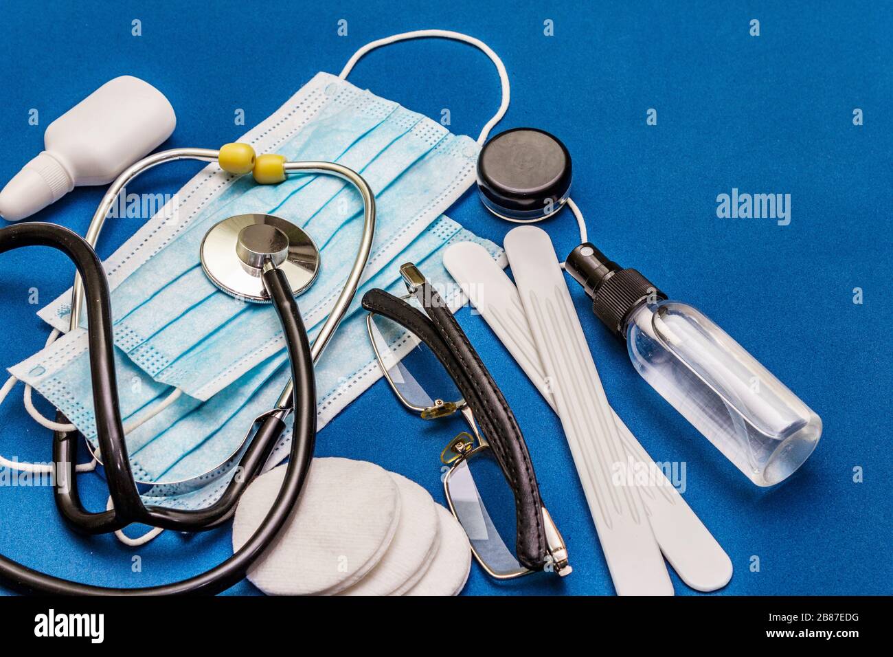 Set of diverse medical items. Means for the prevention, personal ...