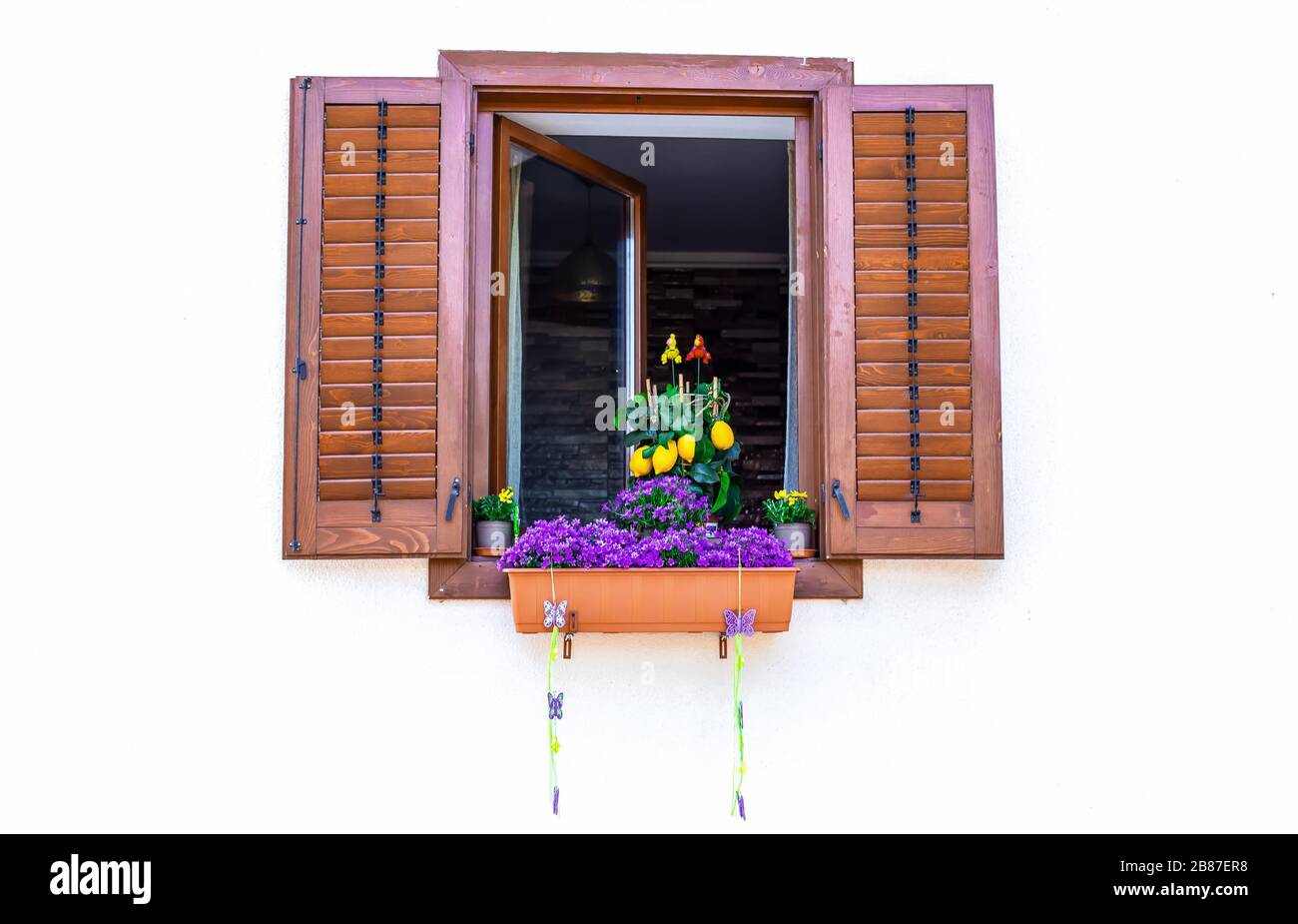 Beautiful windows or doors in a variety of colors and forms with walls ...