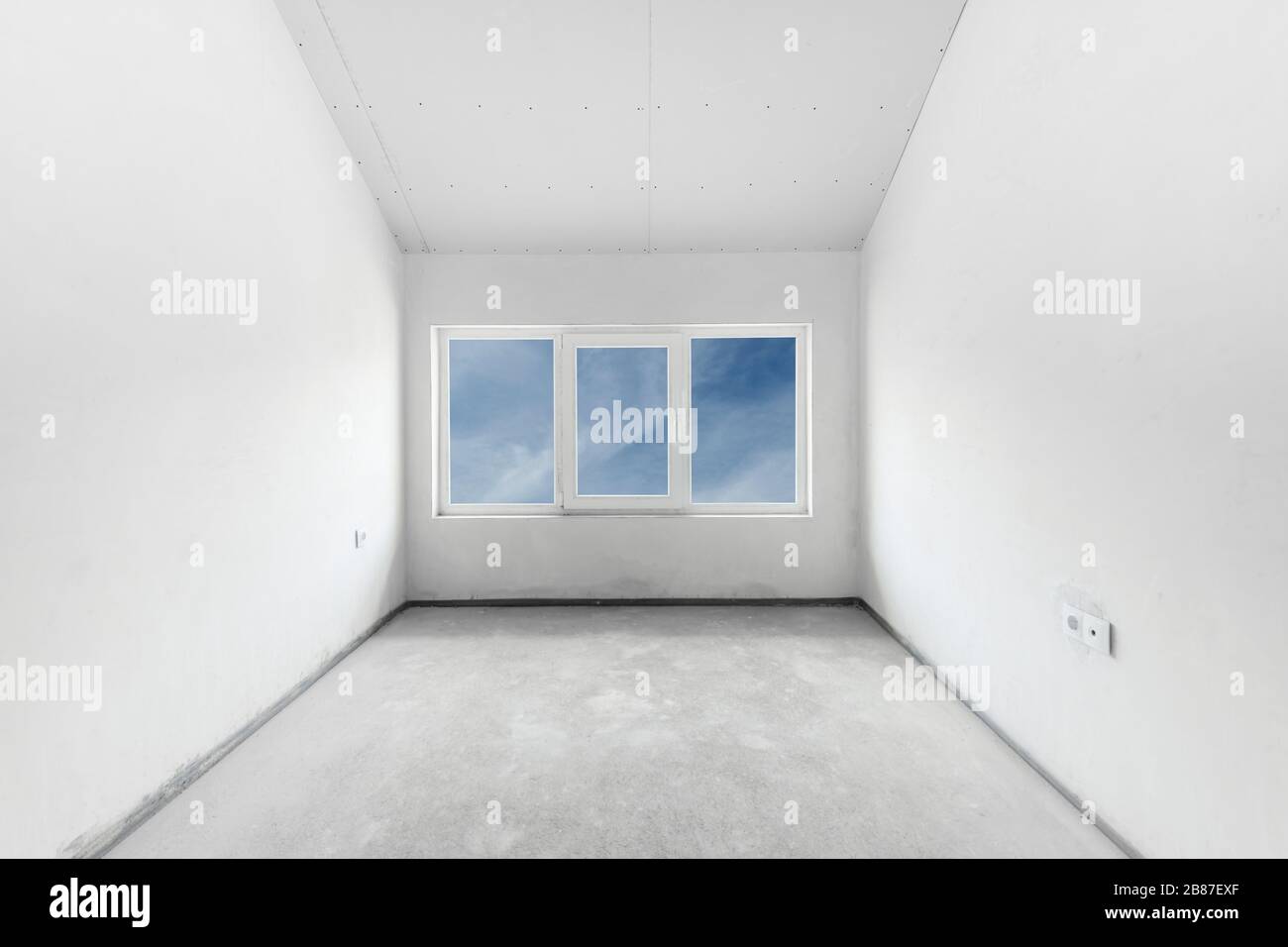 Unfinished building interior, white room (includes clipping path Stock ...