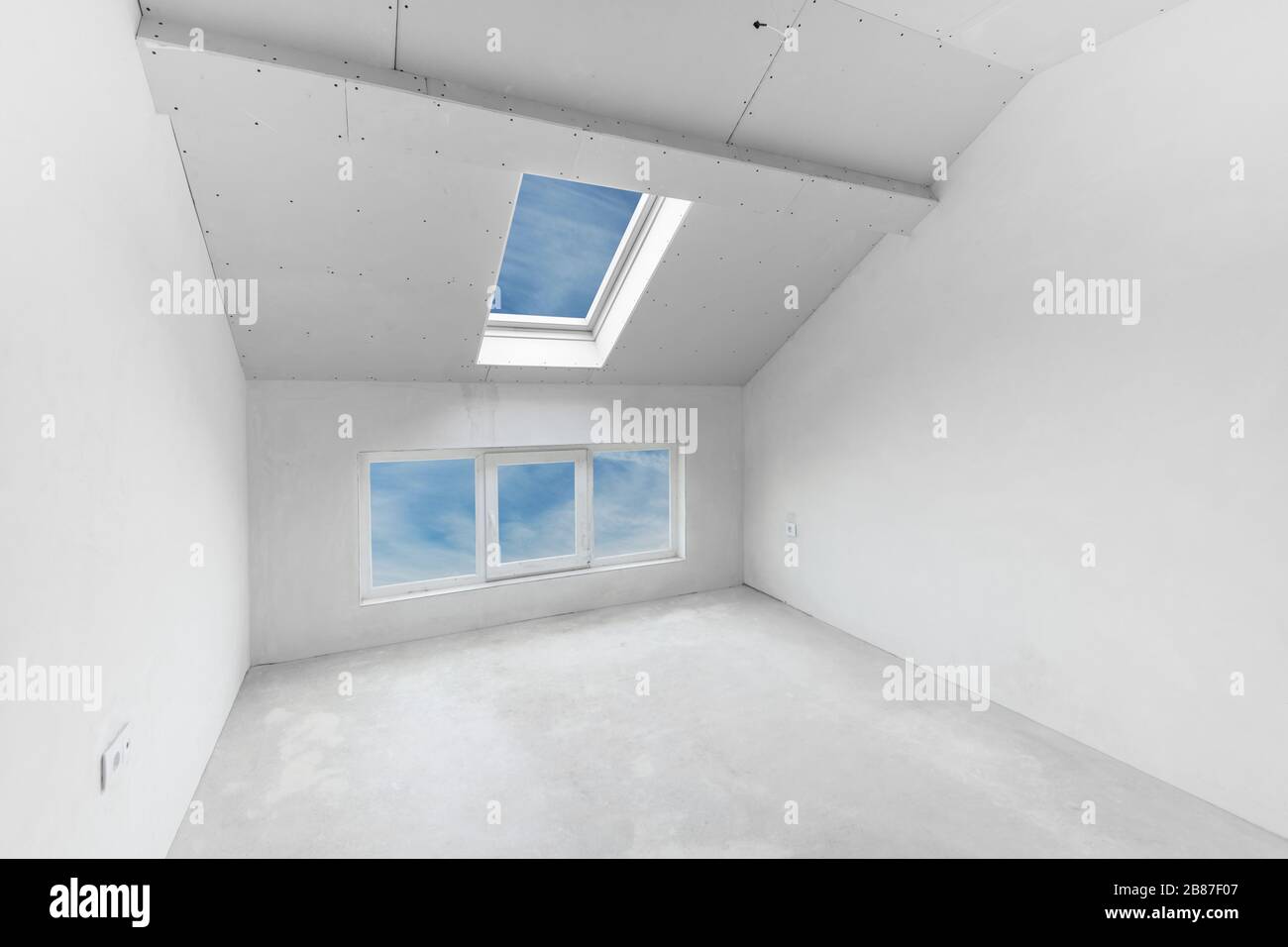 Unfinished building interior, white room (includes clipping path Stock ...