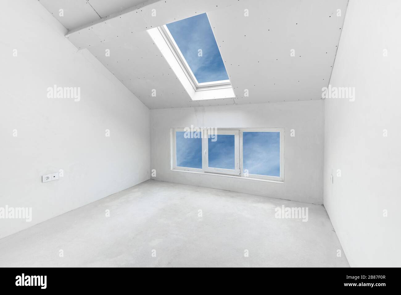 Unfinished building interior, white room (includes clipping path Stock ...