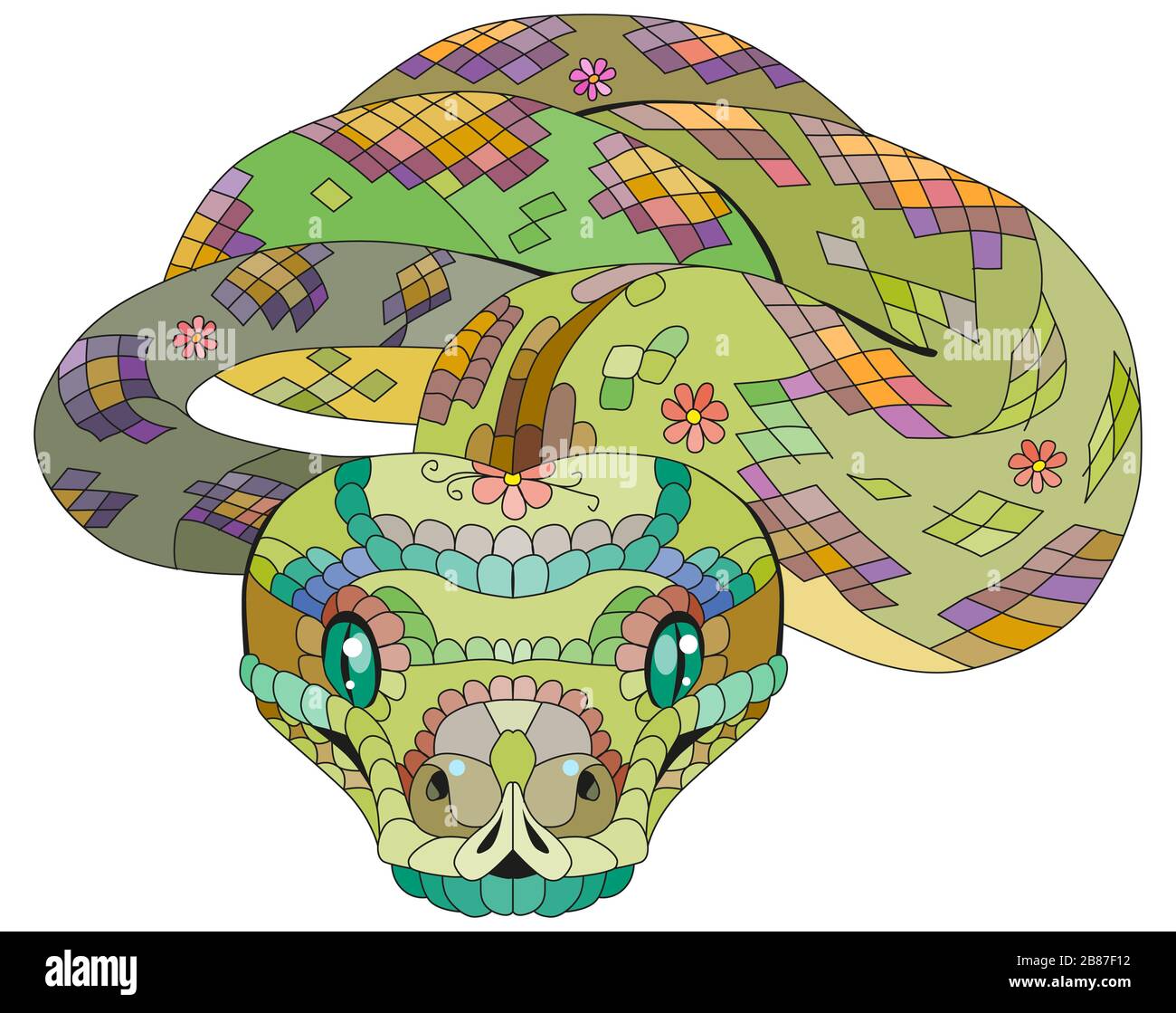 Zentangle snake. Hand drawn decorative vector illustration Stock Vector ...