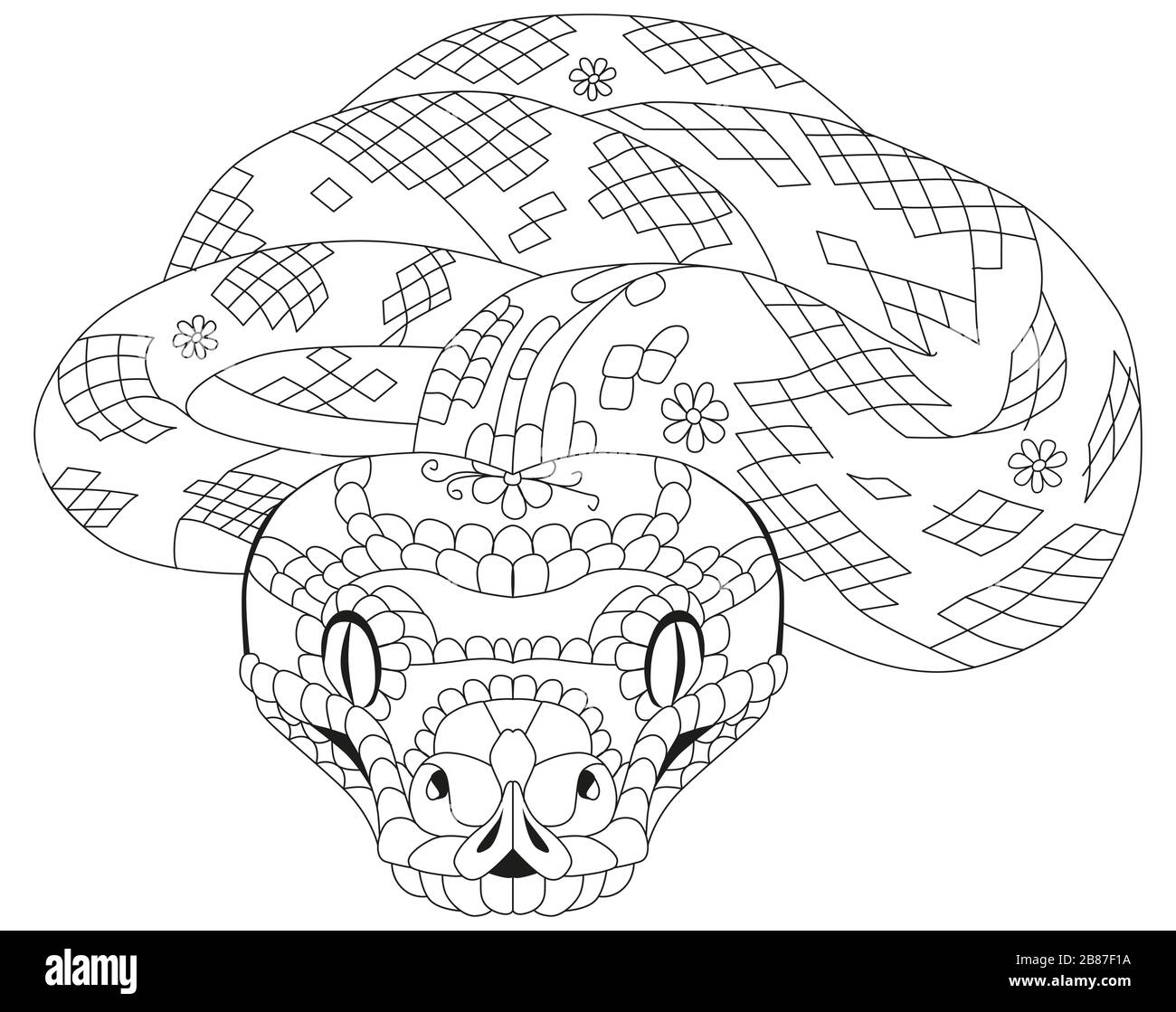 Zentangle snake. Hand drawn decorative vector illustration for coloring ...