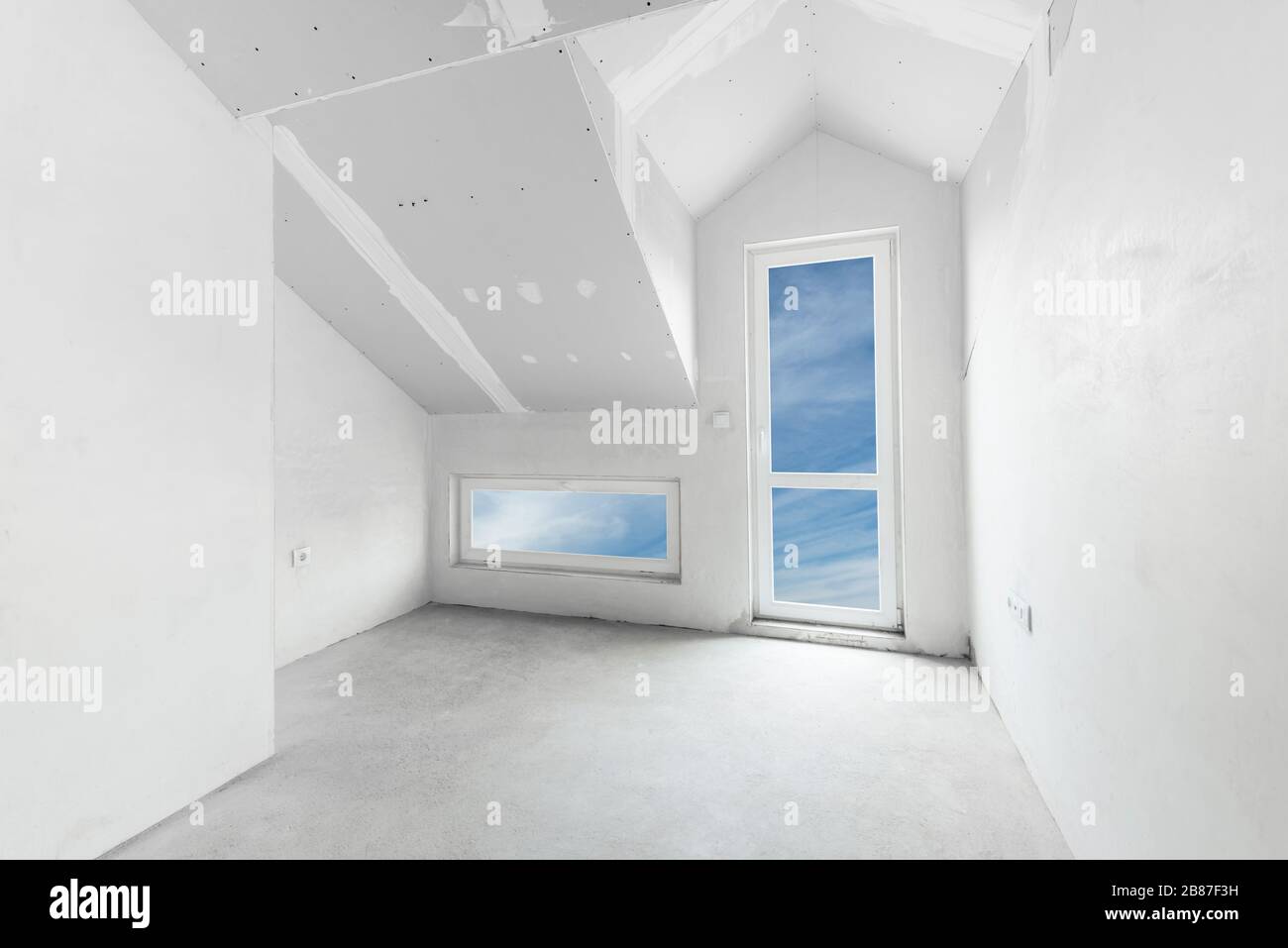 Unfinished building interior, white room (includes clipping path Stock ...
