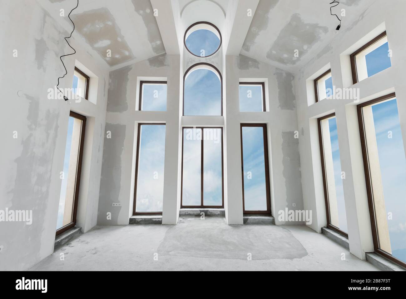 Unfinished building interior, white room (includes clipping path Stock ...