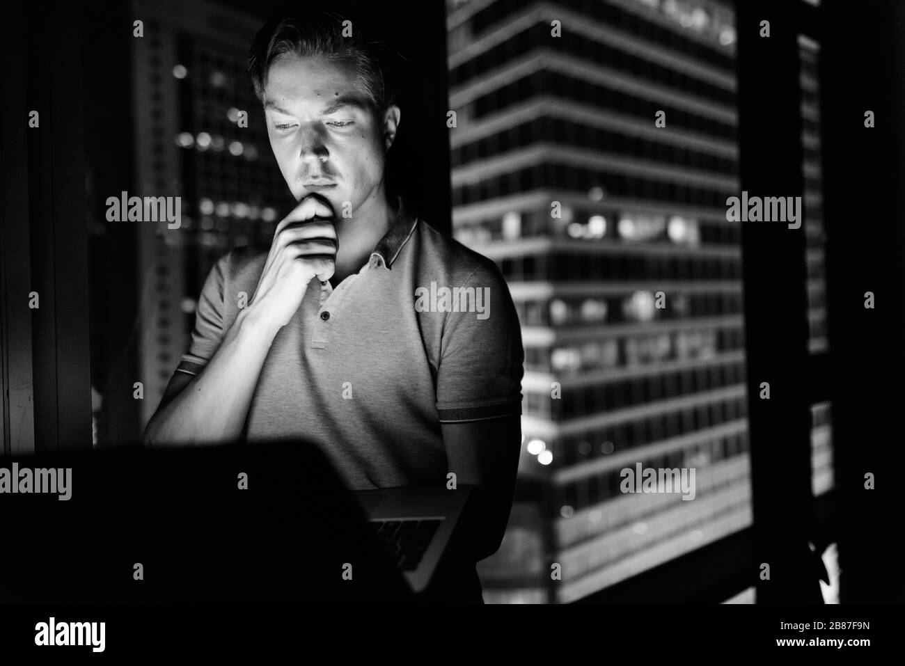 Hand against window Black and White Stock Photos & Images - Alamy