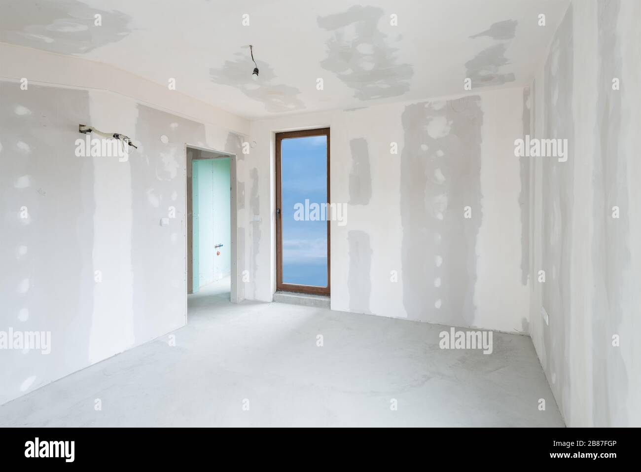 Unfinished building interior, white room (includes clipping path Stock ...