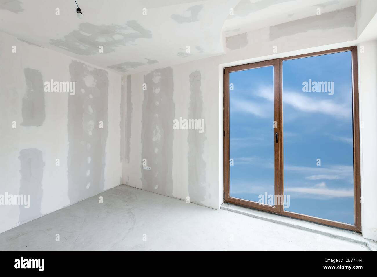 Unfinished building interior, white room (includes clipping path Stock ...