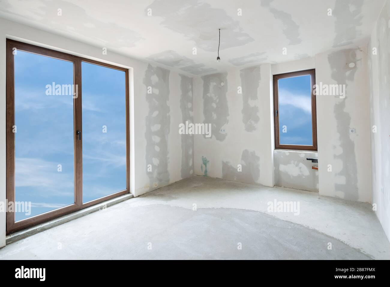 Unfinished building interior, white room (includes clipping path Stock ...