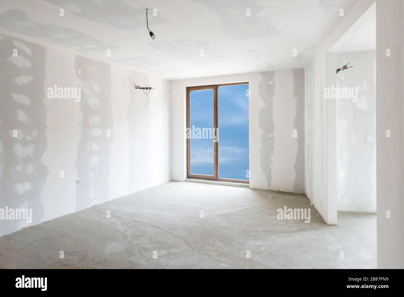 Unfinished building interior, white room (includes clipping path Stock ...