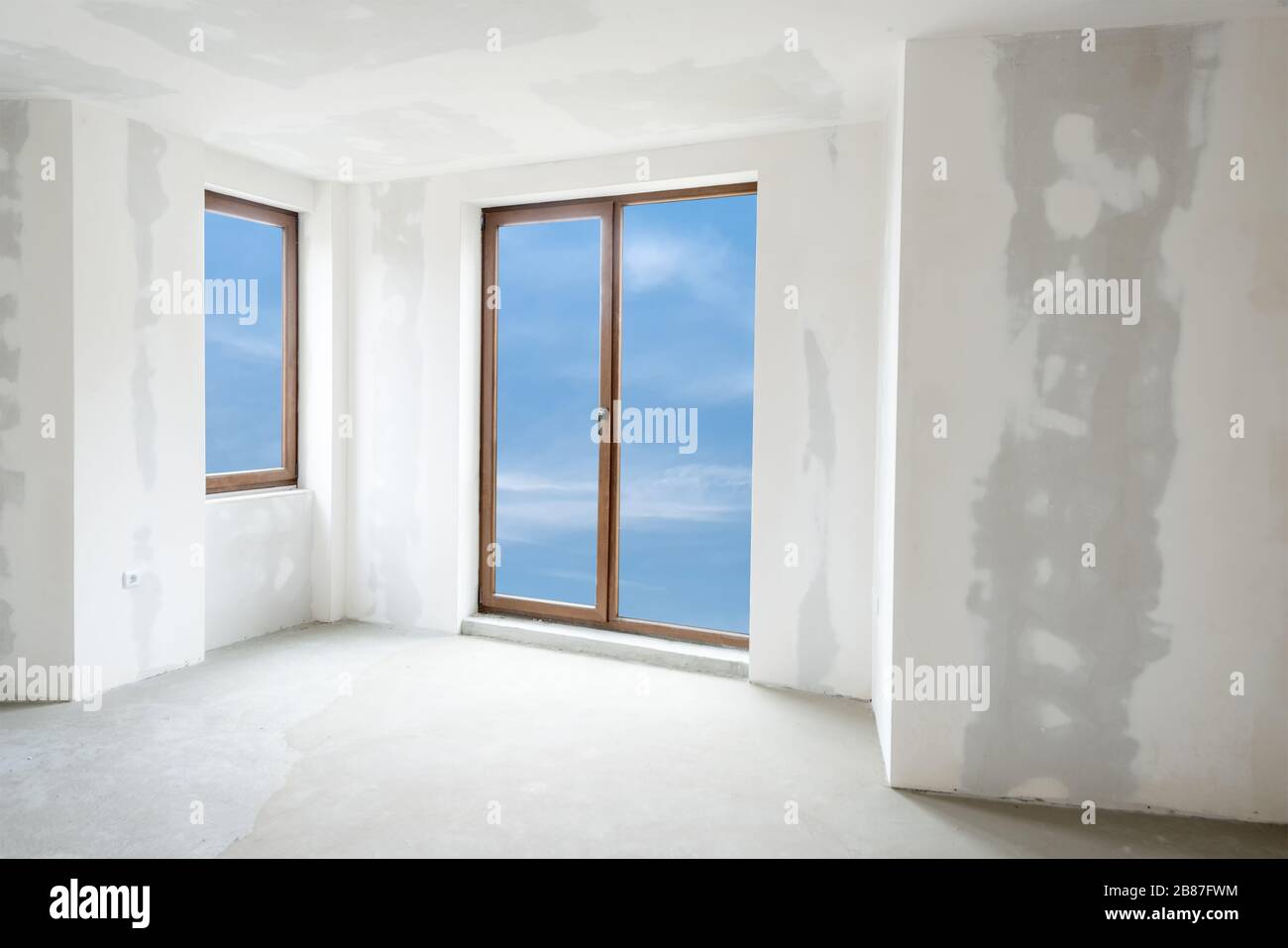 Unfinished building interior, white room (includes clipping path Stock ...