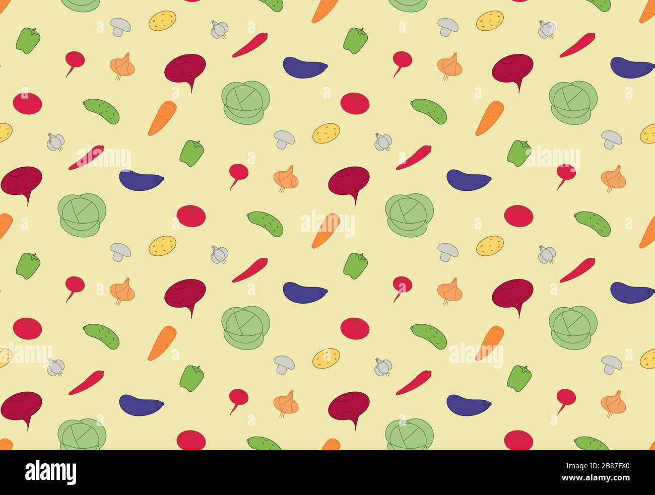 Seamless pattern of vegetables. Vegan food vector background for ...