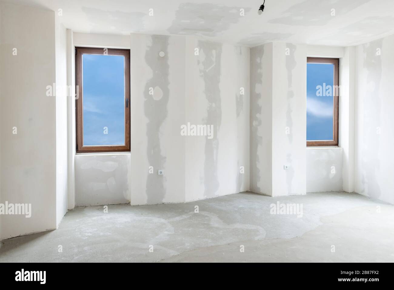 Unfinished building interior, white room (includes clipping path Stock ...
