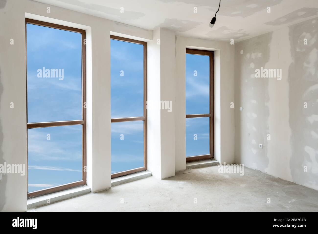 Unfinished building interior, white room (includes clipping path Stock ...