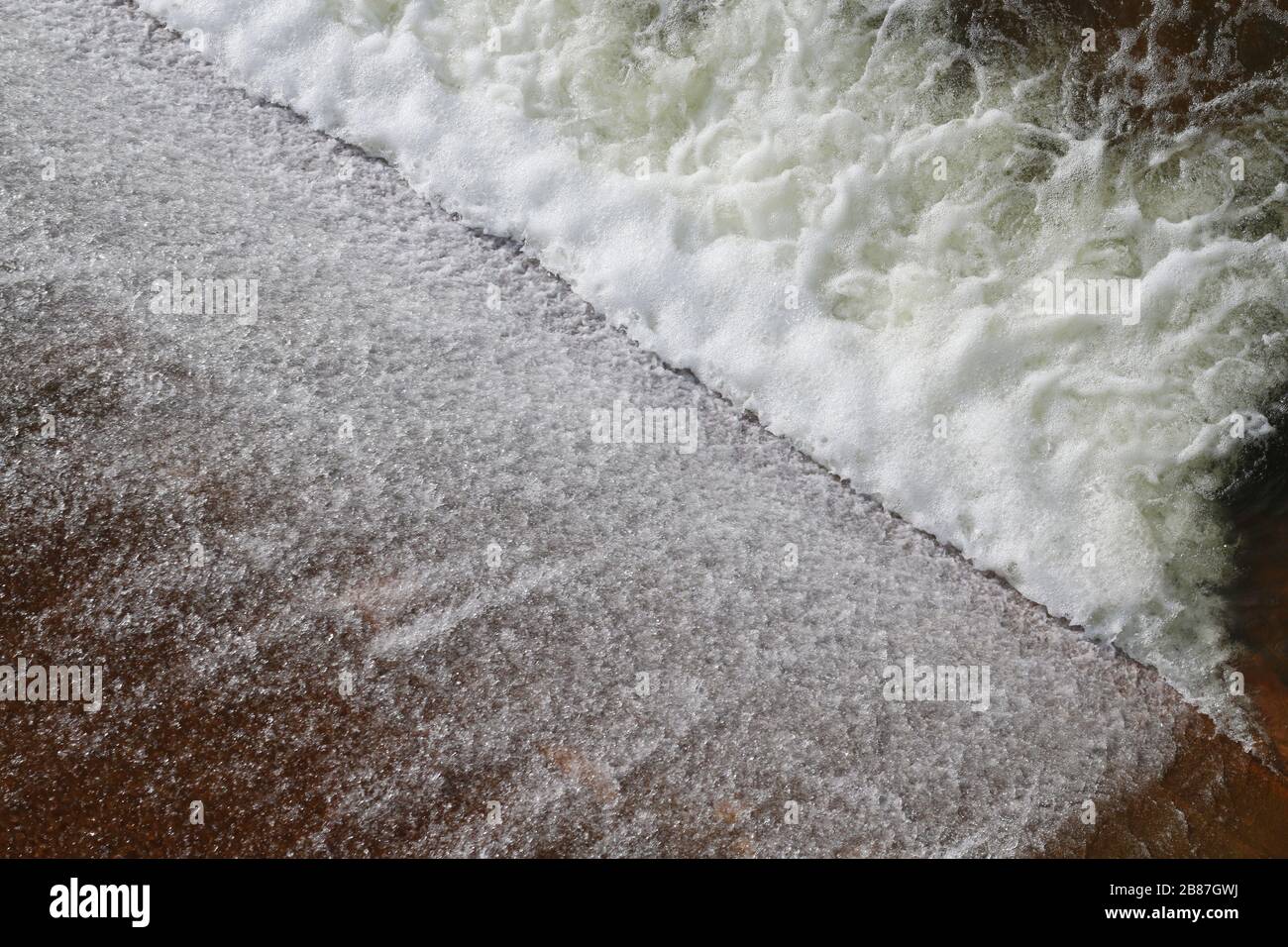 Dam water flow, Surface flow, Flowing water at Small water reservoir ...