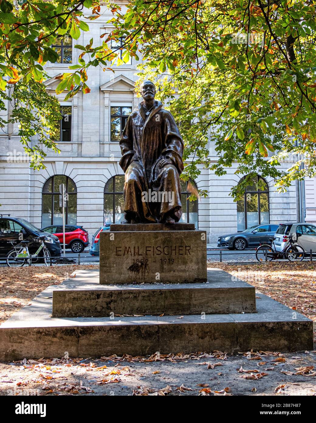 Statue of Emil Fischer, Nobel Prize winning chemist at Robert Koch ...