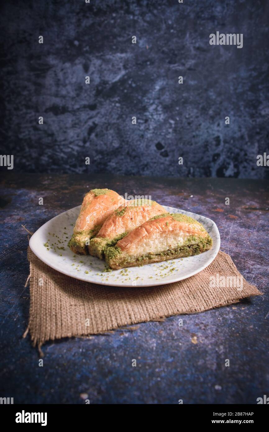 Pistachio Turkish Baklava Havuc Dilimi. Traditional Turkish Dessert ...