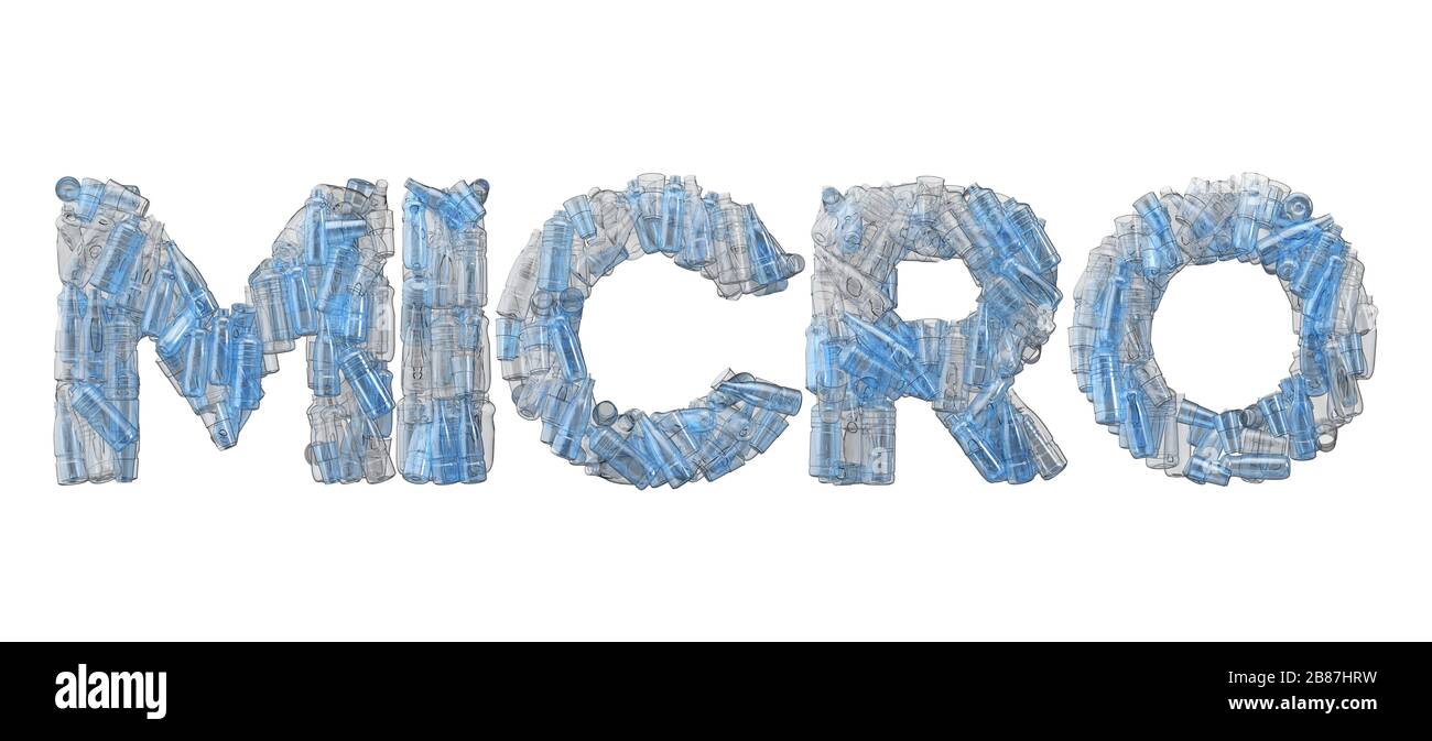 Micro word spelt out in empty plastic bottle font Stock Photo - Alamy