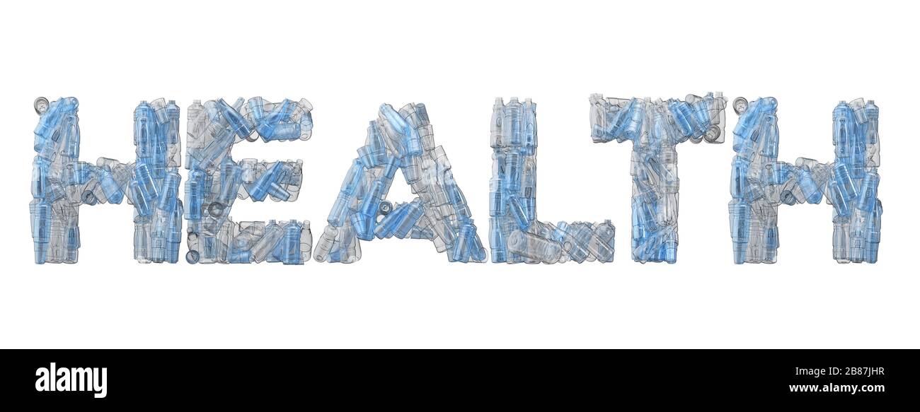 Health word spelt out in empty plastic bottle font Stock Photo - Alamy