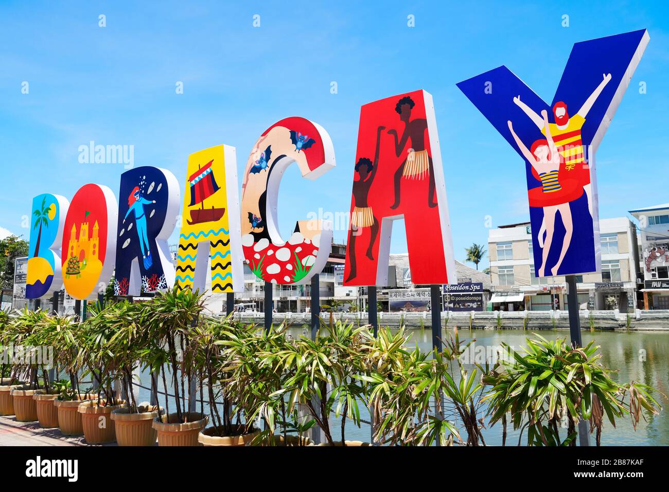 Boracay Island, Aklan, Philippines: Colourful Boracay sign board with ...