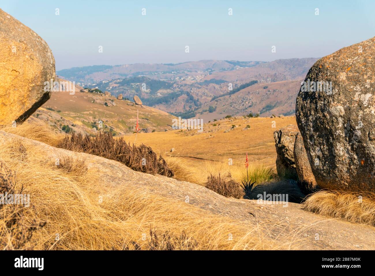 Beautiful, hilly landscape of small African country called Eswatini ...