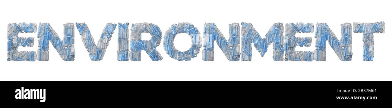 Environment word spelt out in empty plastic bottle font Stock Photo - Alamy