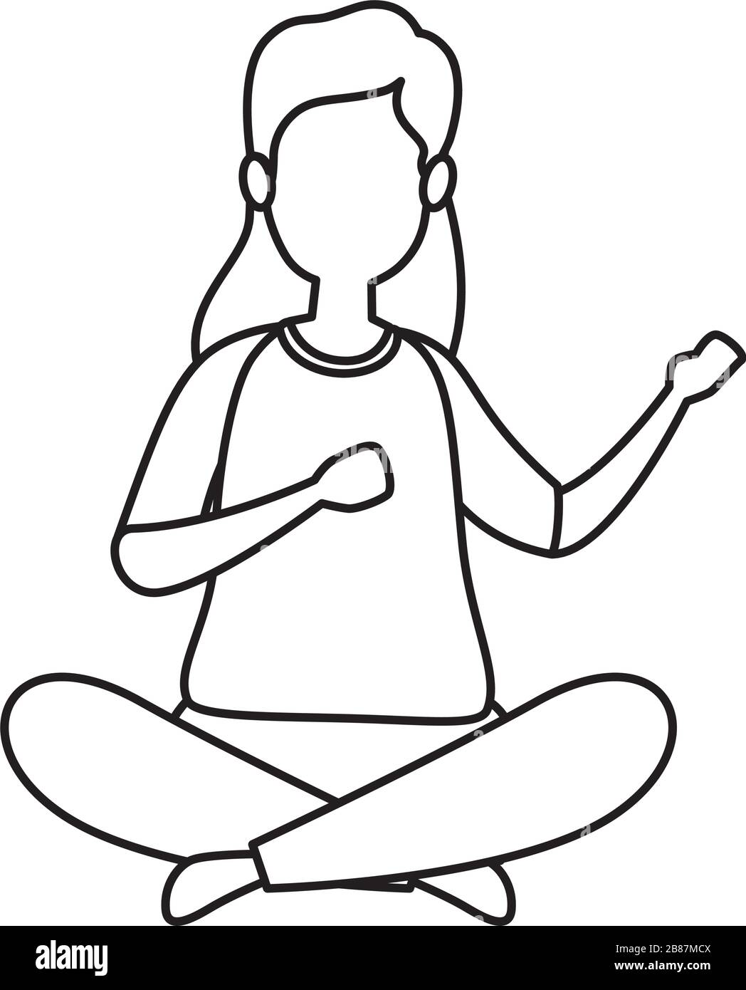 beautiful woman sitting line style icon Stock Vector Image & Art - Alamy