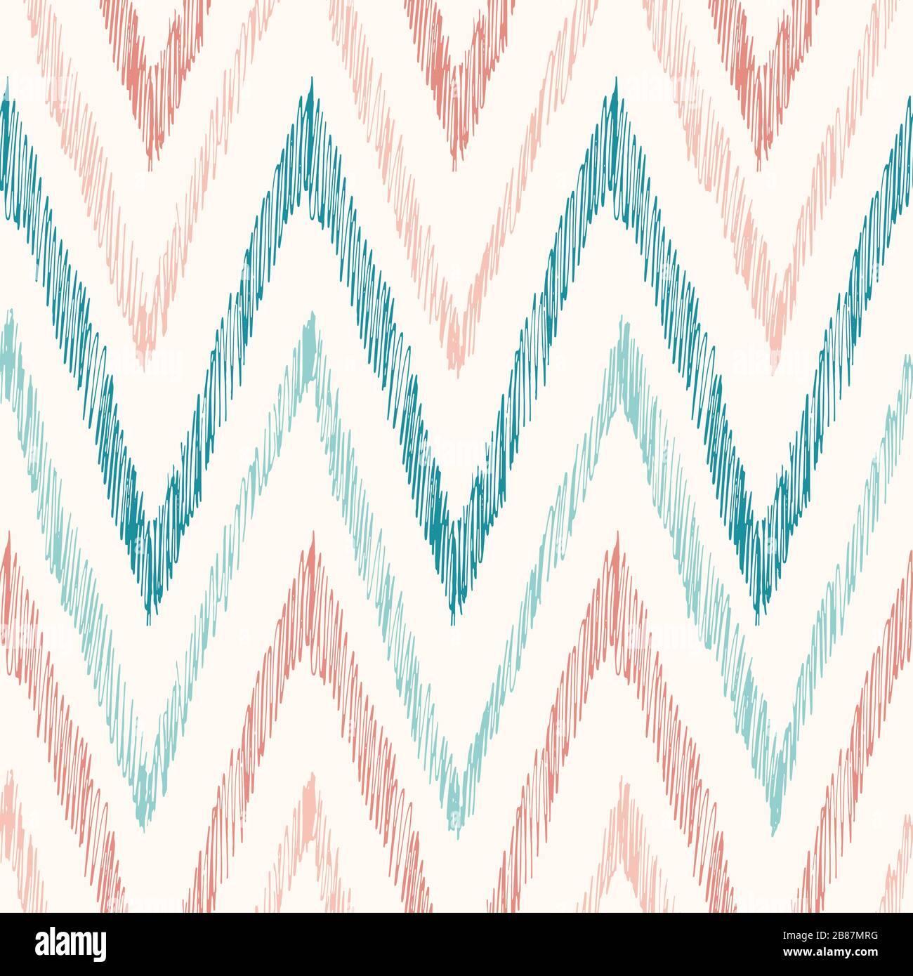 Hand-Drawn Pastel Colored Ikat Chevron Vector Seamless Pattern Stock ...