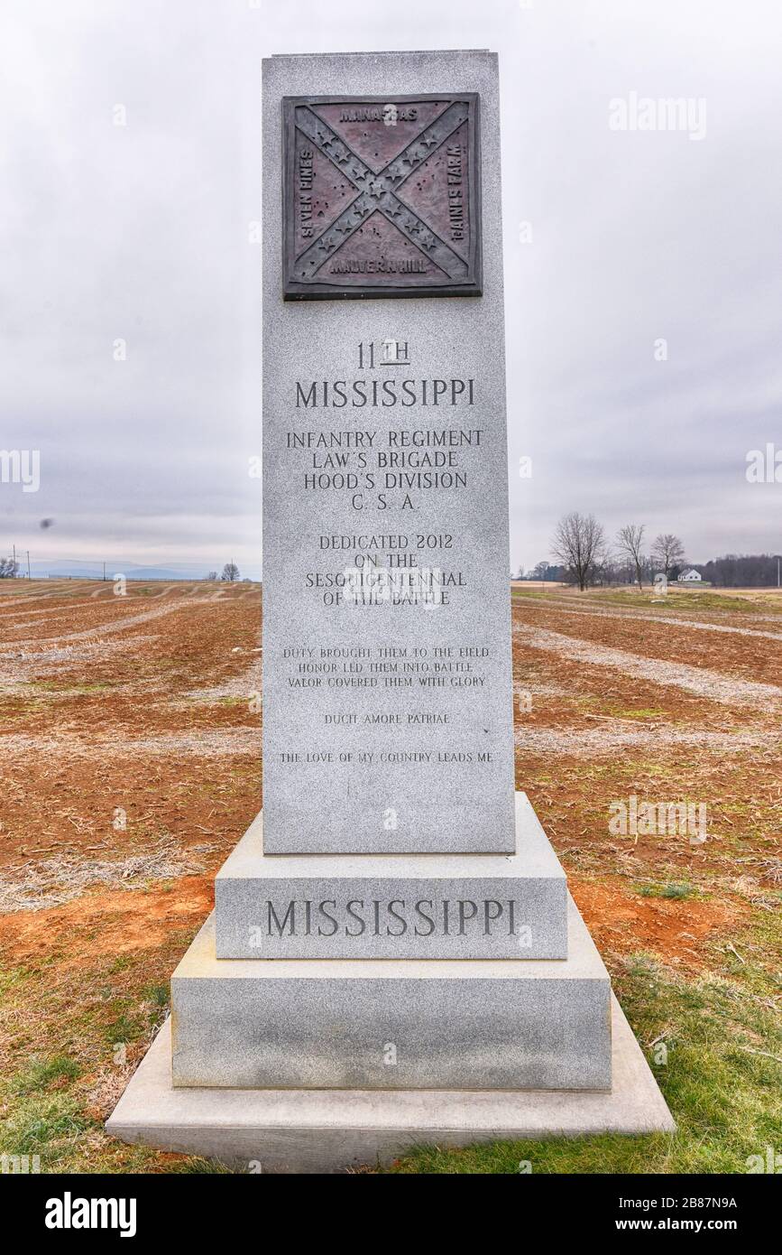 11th Mississippi Monument on the Antietam National Battlefield Stock ...