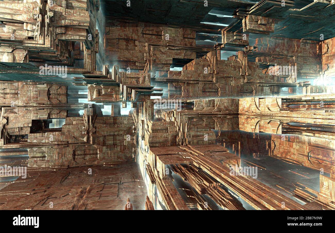 3D illustration of virtual scenery for creative design, art and ...