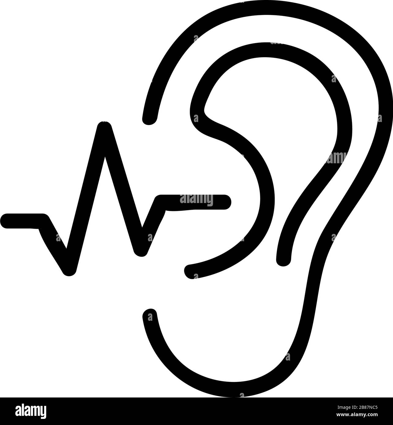 the ear hears a sound wave icon vector outline illustration Stock ...