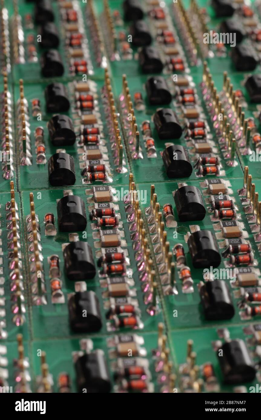 Close-up side view of a panel of SMD is located on the production of ...