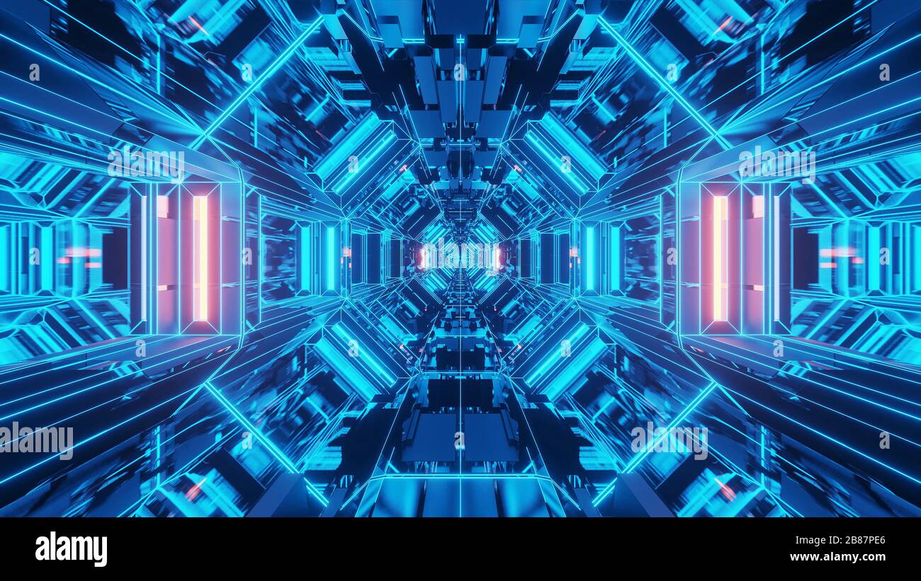 3d illustration background wallpaper graphic artwork with blue neon ...