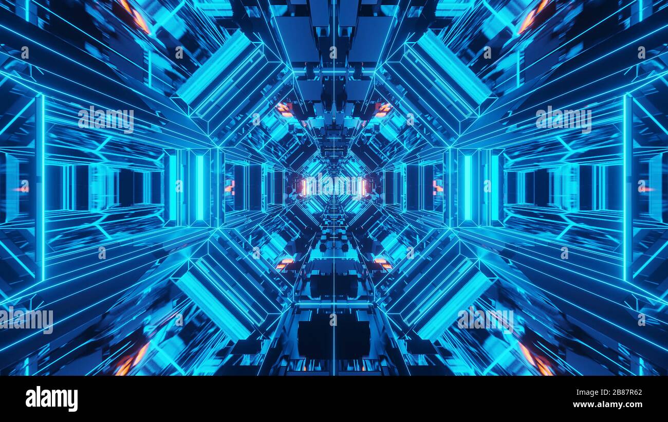 3d illustration background wallpaper graphic artwork with blue neon ...