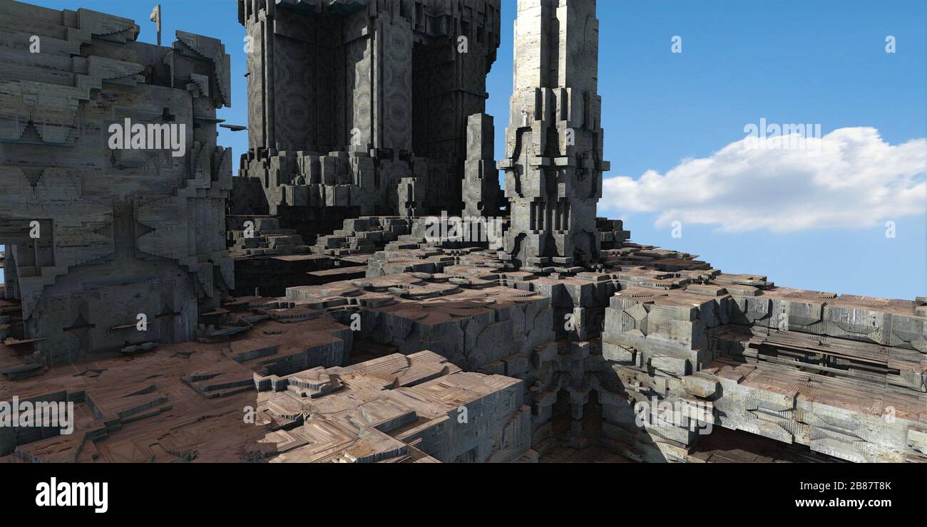 3D illustration of virtual scenery for creative design, art and ...