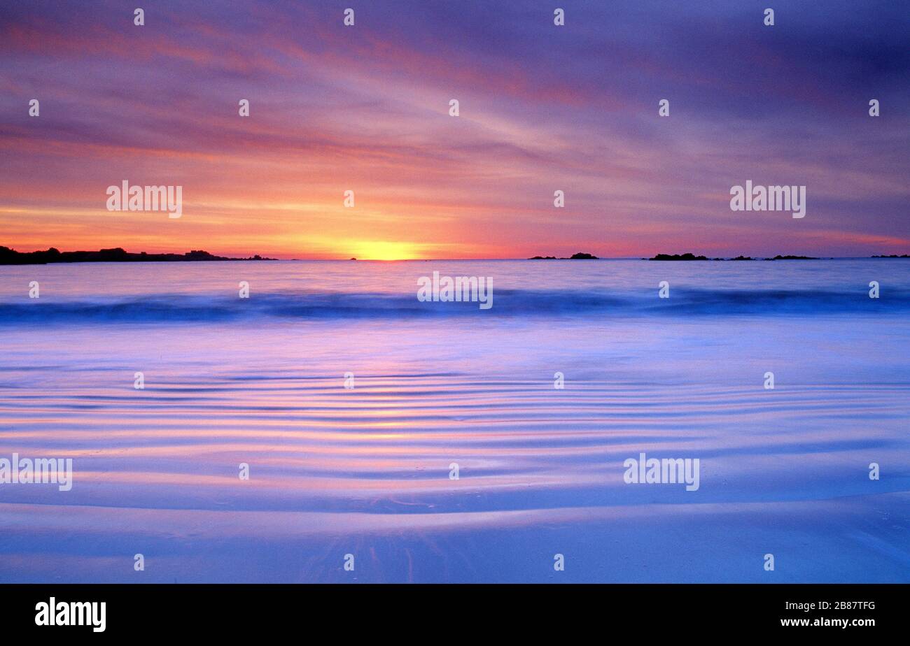 Beaches and islands summer sunset bay with rocky hi-res stock ...