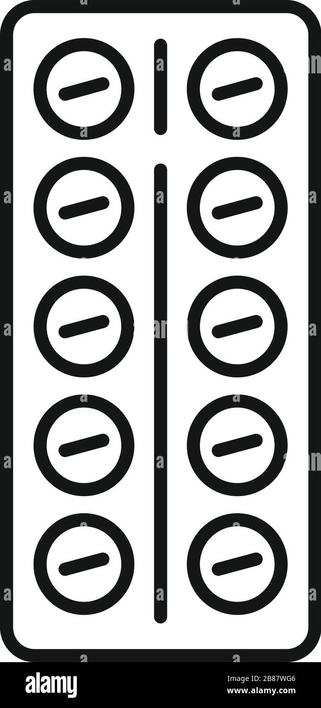 Pills pack icon. Outline pills pack vector icon for web design isolated ...