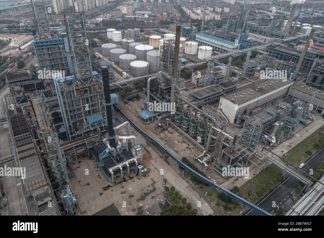 aerial view of industrial buildings Stock Photo - Alamy