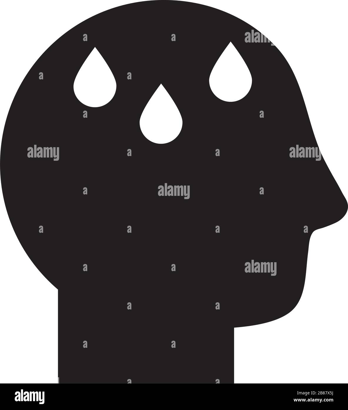avatar head with sweat drops symbol silhouette style icon vector design ...