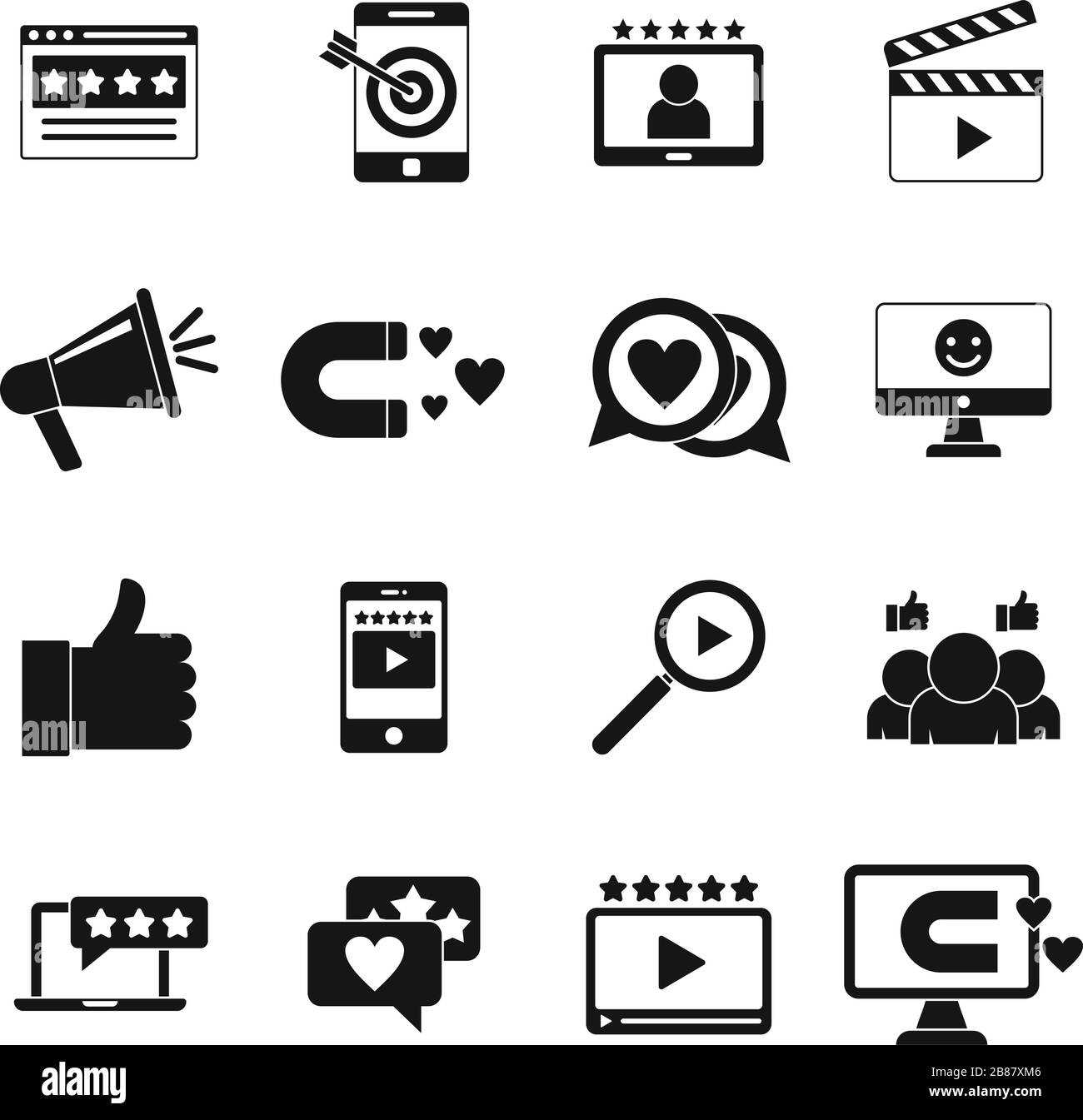Engaging content icons set. Simple set of engaging content vector icons ...