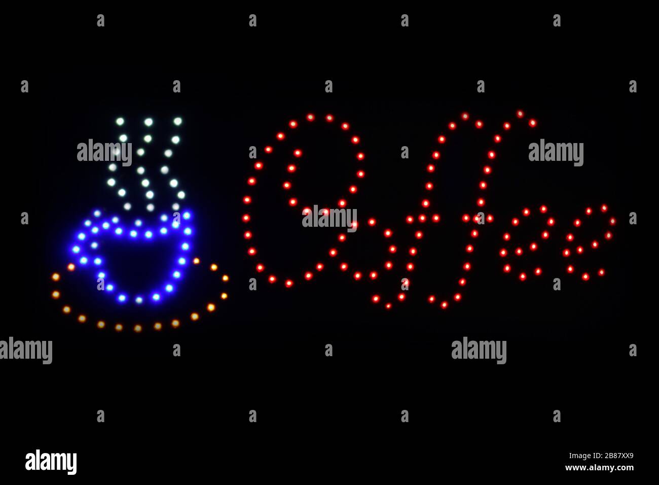 Coffee shop sign LED Bokeh light on dark background, Coffee shop sign ...