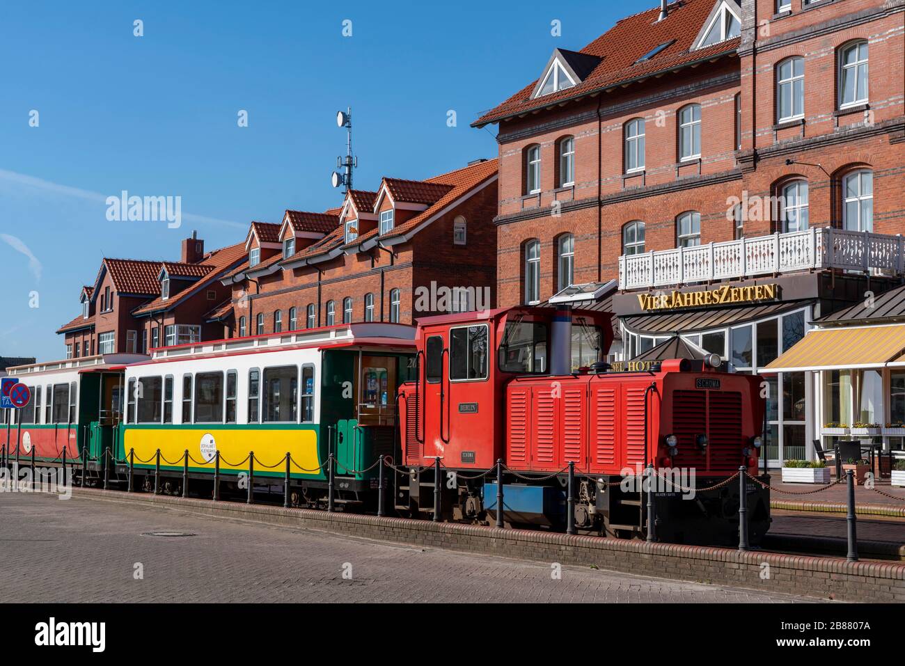 Borkumer Kleinbahn, island railway, connects the ferry port with the ...