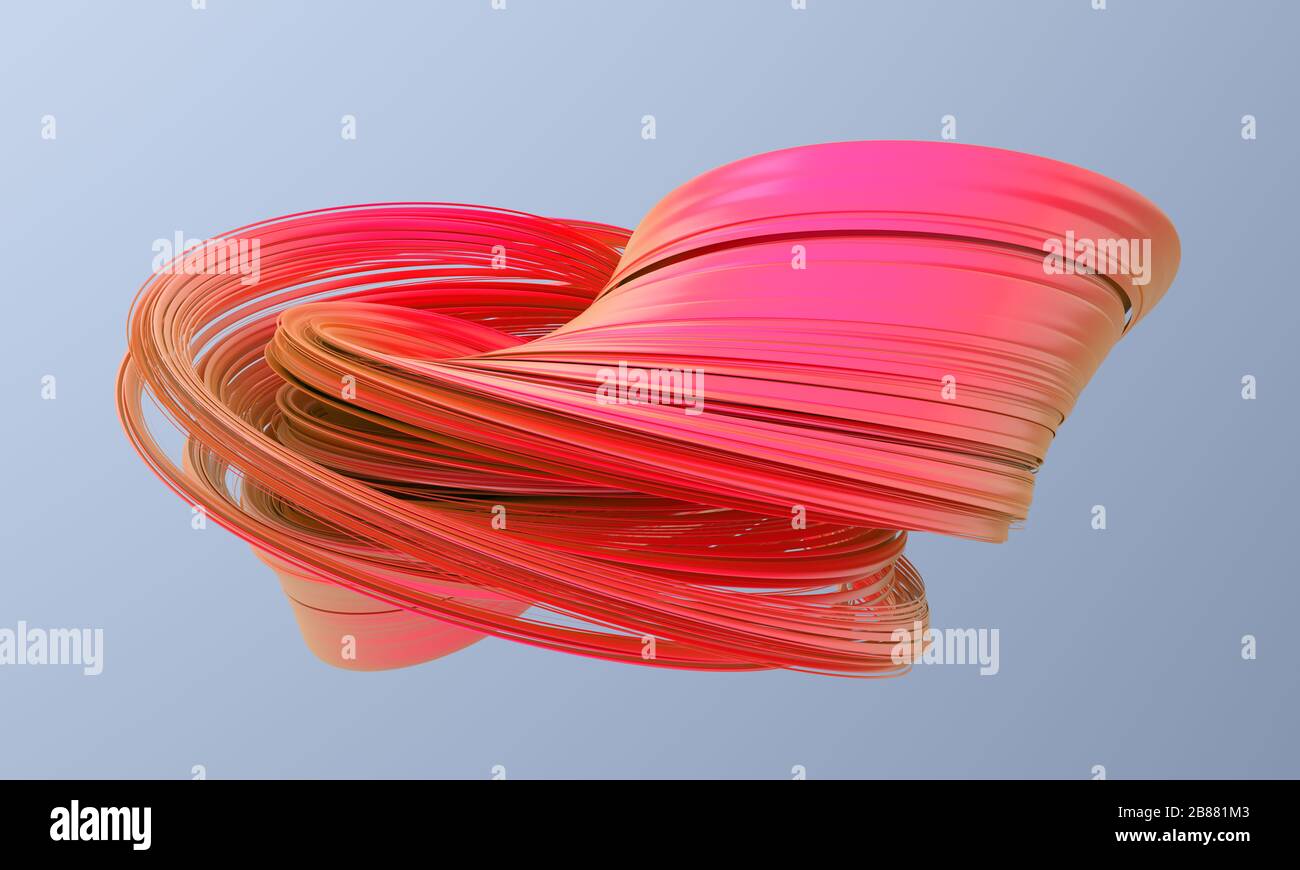 Abstract 3d render, twisted shape, modern illustration, background ...