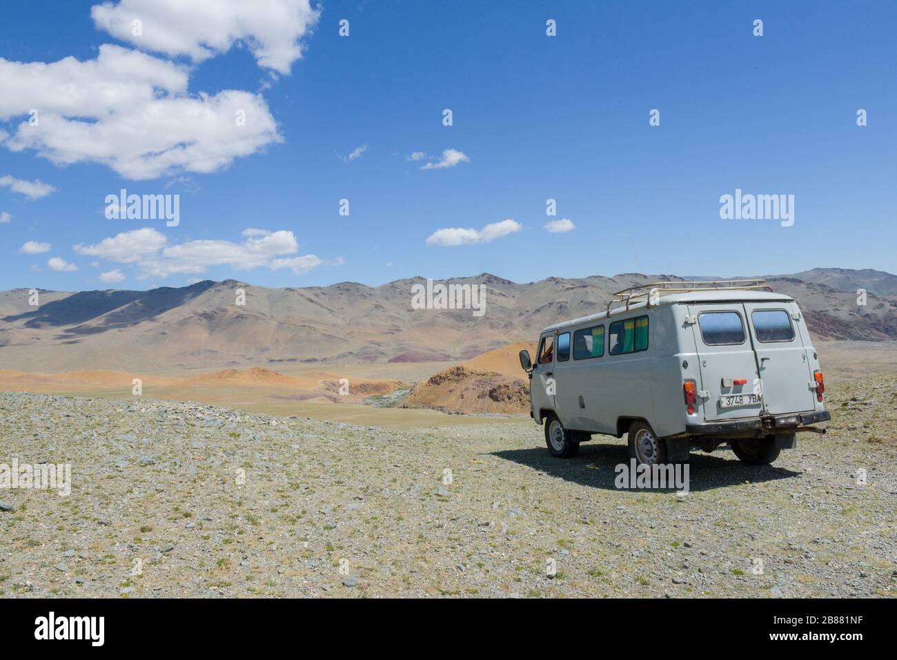 Travelling in a Russian van through Mongolia with beautiful landscapes ...