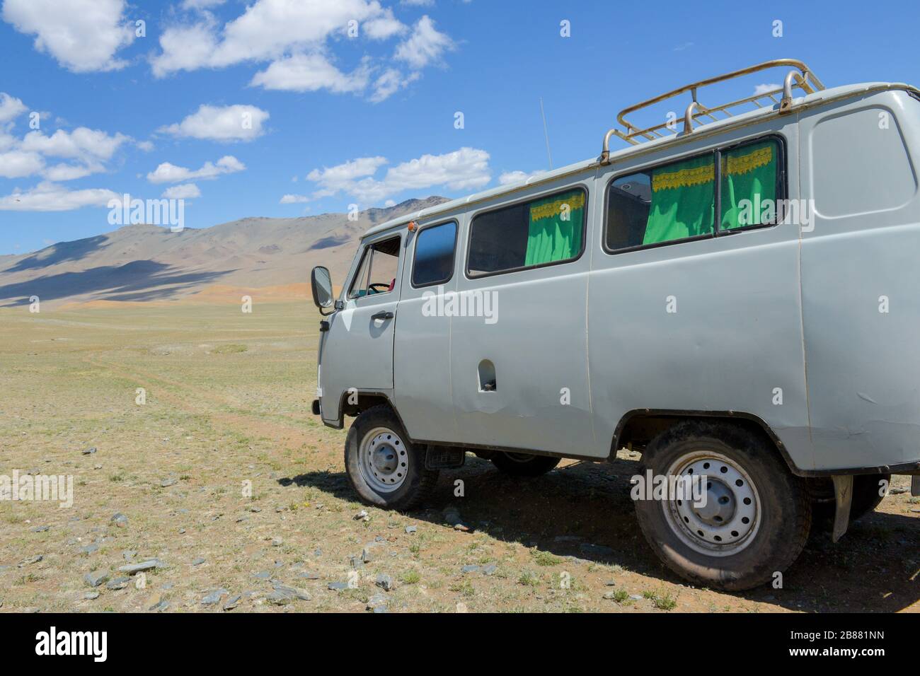 Travelling in a Russian van through Mongolia with beautiful landscapes ...