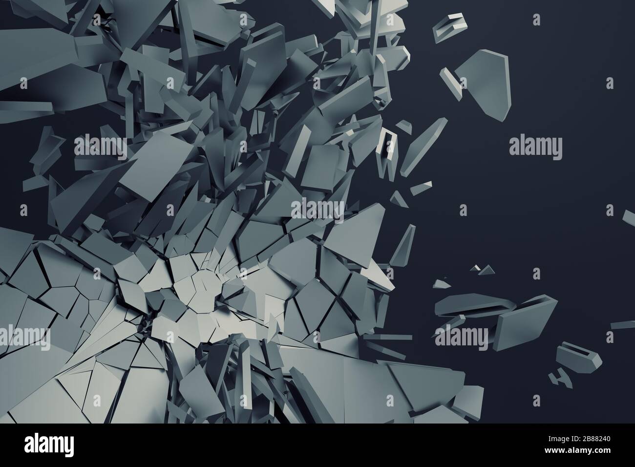 Abstract 3d rendering of cracked surface. Background with broken shape ...