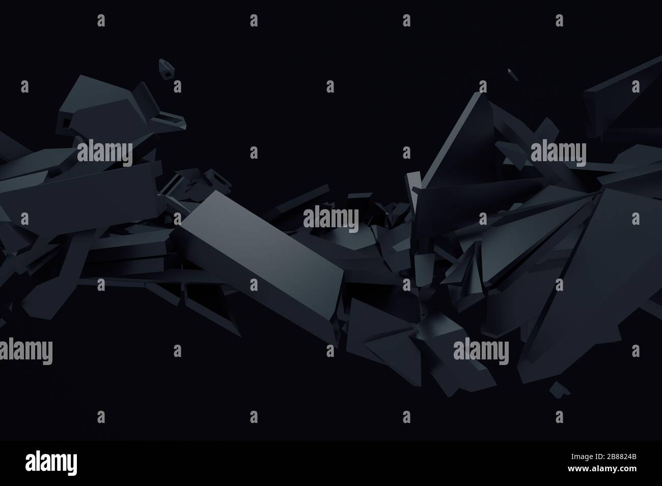 Abstract 3d rendering of cracked surface. Background with broken shape. Wall destruction ...