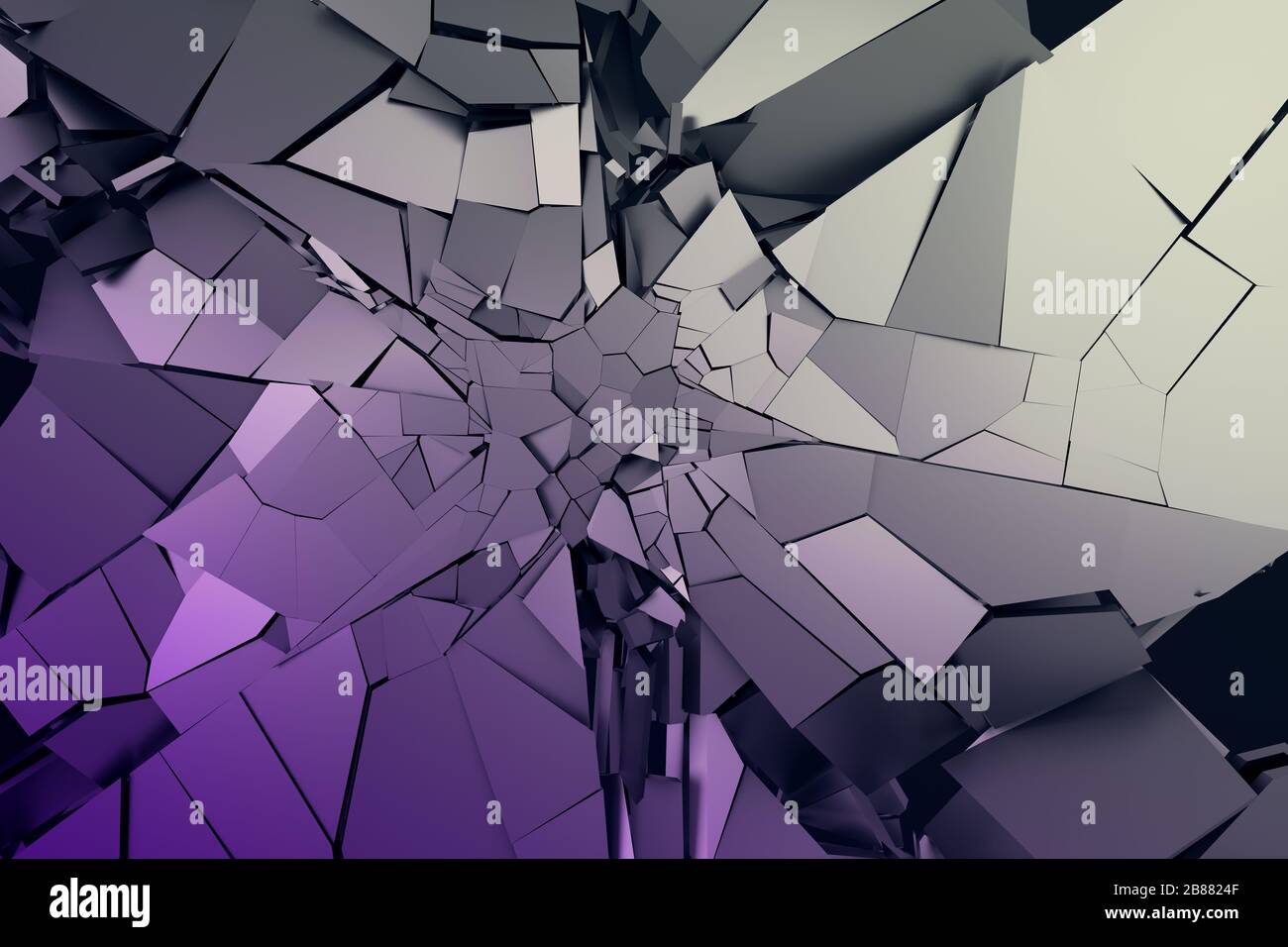 Abstract 3d rendering of cracked surface. Background with broken shape ...