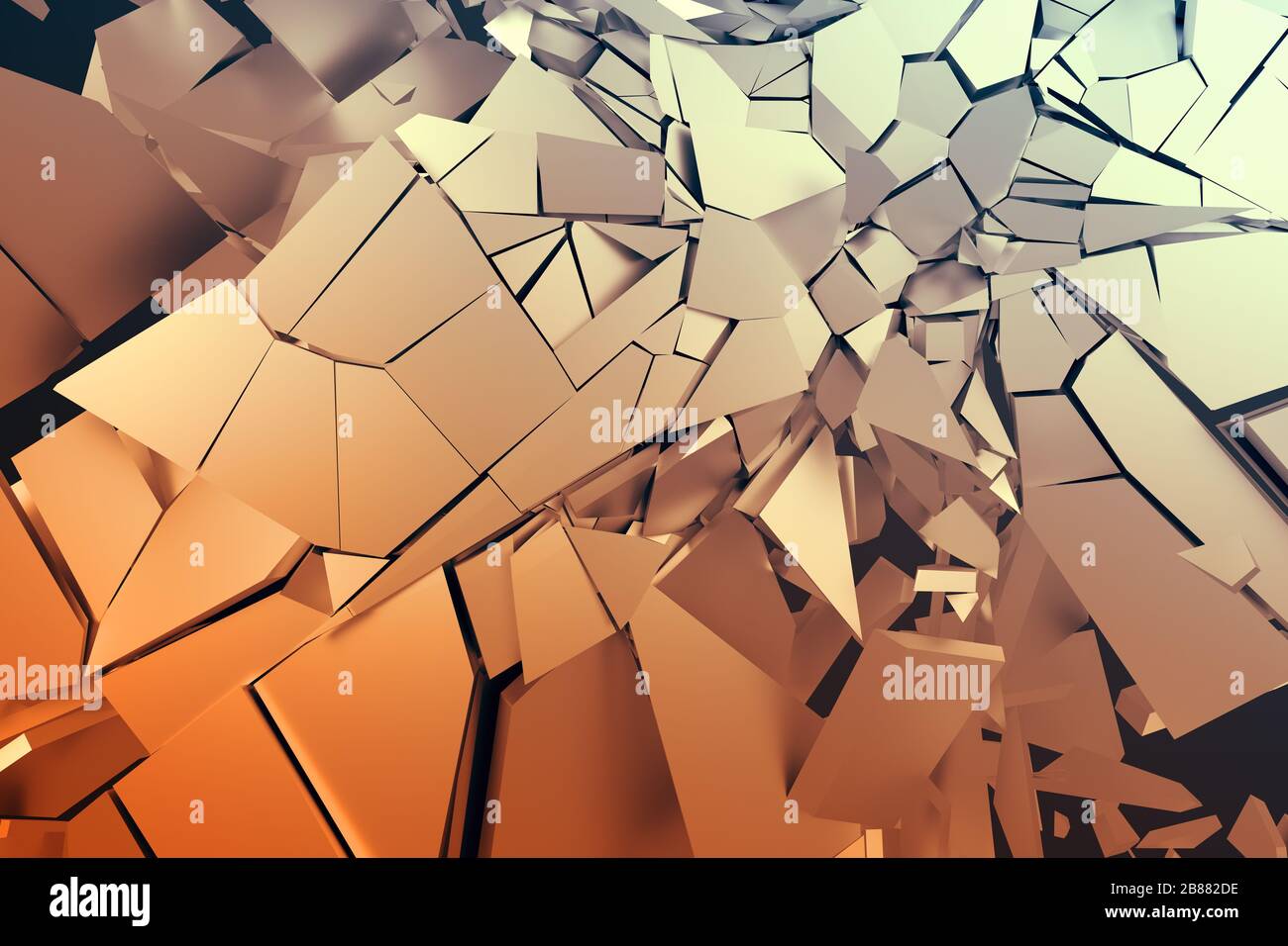 Abstract 3d rendering of cracked surface. Background with broken shape ...