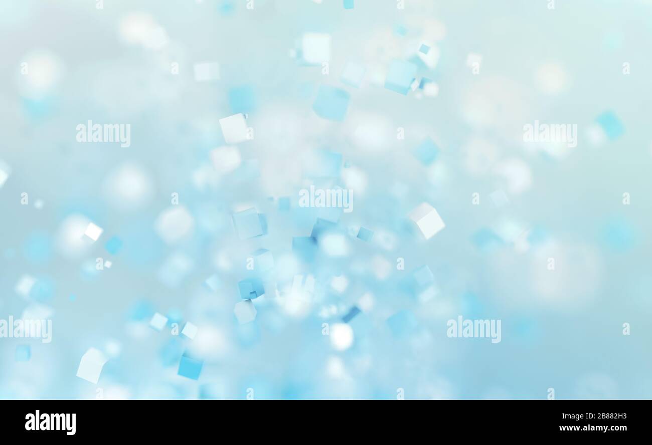 Abstract 3d rendering of chaotic cubes. Flying shapes in empty space. Dynamic background with ...